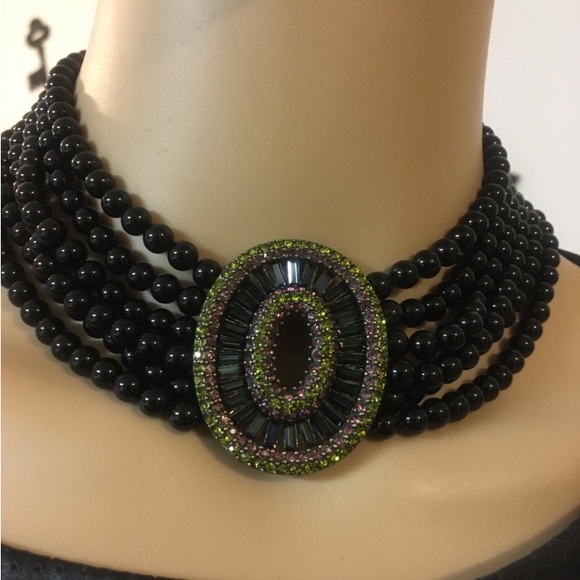 Heidi Daus | Jewelry | Heidi Daus Multicolor Oval Center Onyx Choker ...